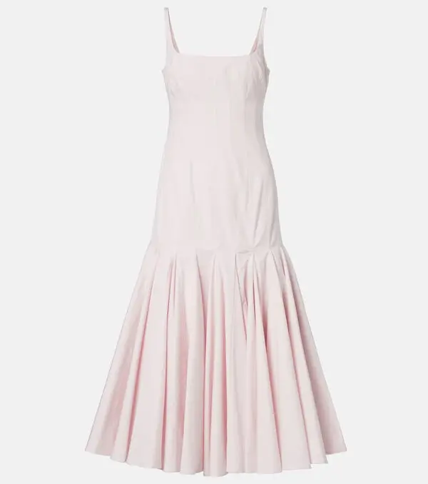 Jacquemus Agave Pleated Cotton Poplin Midi Dress - Pink