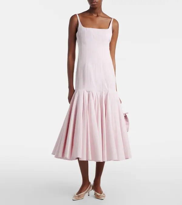 Jacquemus Agave Pleated Cotton Poplin Midi Dress - Pink