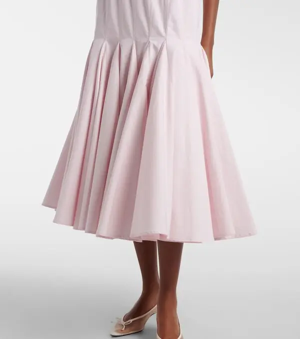 Jacquemus Agave Pleated Cotton Poplin Midi Dress - Pink