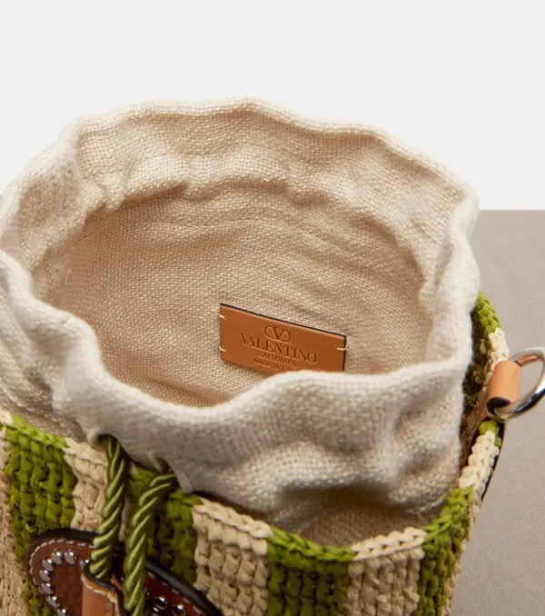 Valentino Garavani Vlogo Mini Raffia Crossbody Bag - Green