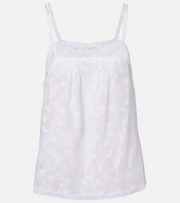 ERES Amande Floral Cotton-blend Voile Camisole - White