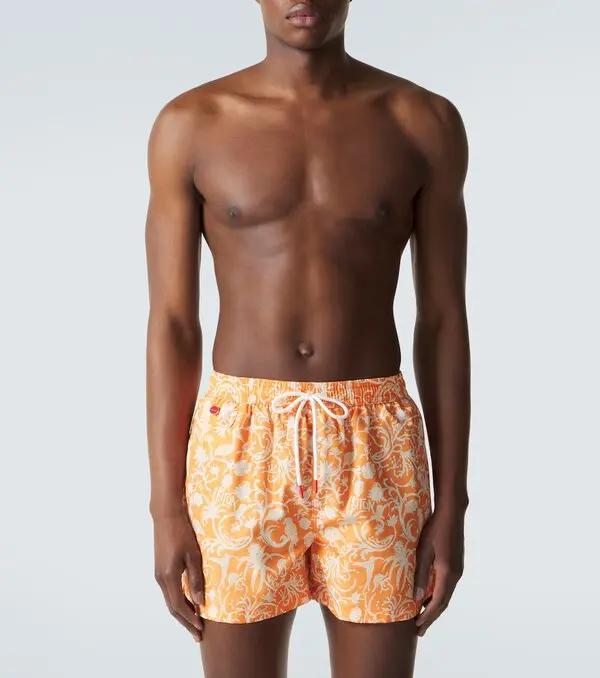 Kiton Printed Swim Trunks - Orange
