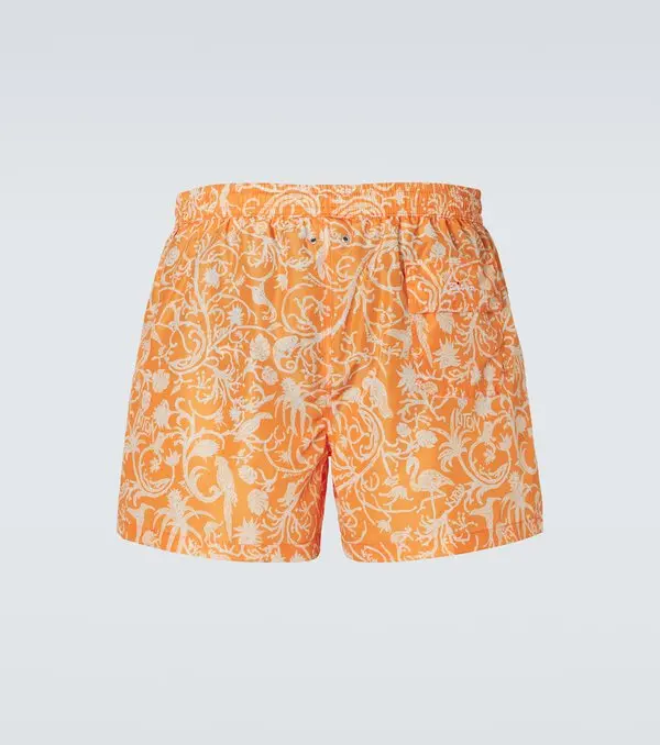 Kiton Printed Swim Trunks - Orange