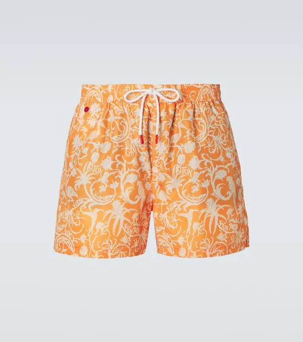 Kiton Printed Swim Trunks - Orange