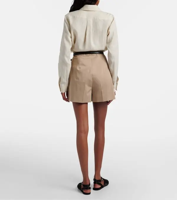 Max Mara Pleated Cotton-blend Shorts