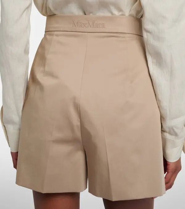 Max Mara Pleated Cotton-blend Shorts