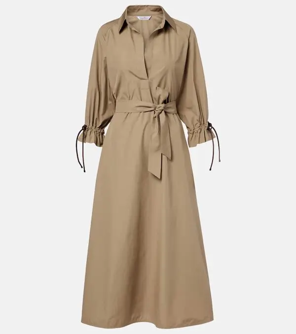 Max Mara Mirto Cotton Midi Dress - Beige