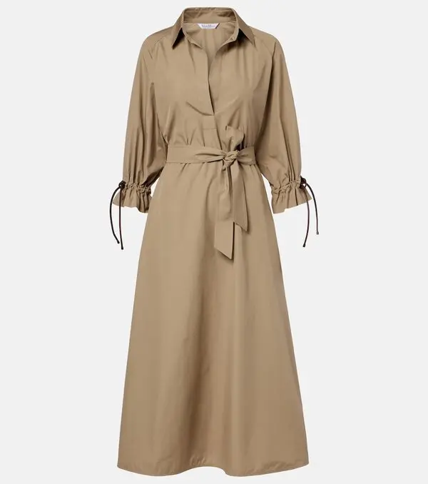 Max Mara Mirto Cotton Midi Dress - Beige