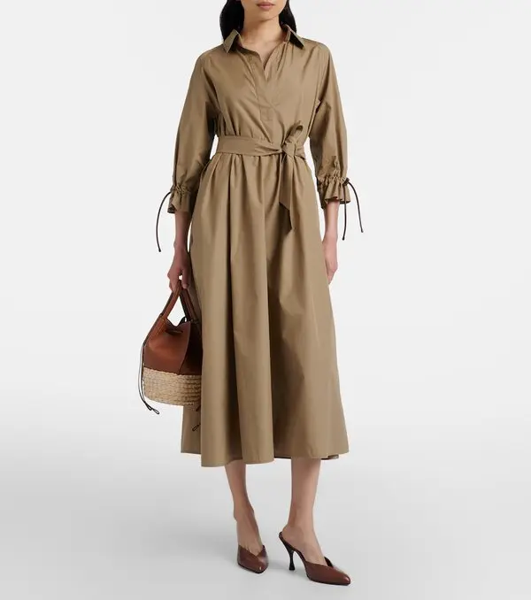 Max Mara Mirto Cotton Midi Dress - Beige