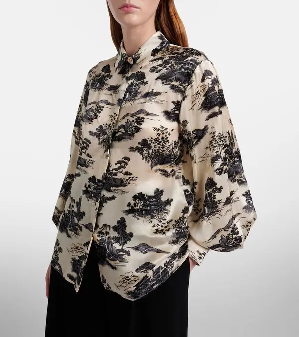 Max Mara Printed Silk Satin Shirt