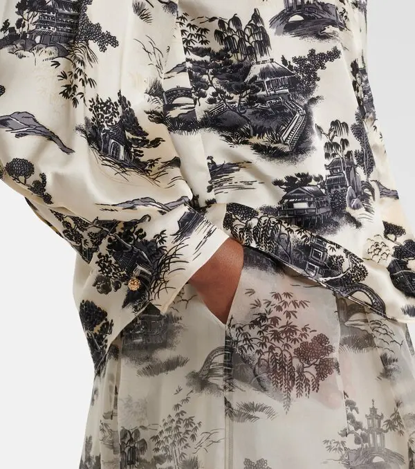 Max Mara Printed Silk Satin Shirt