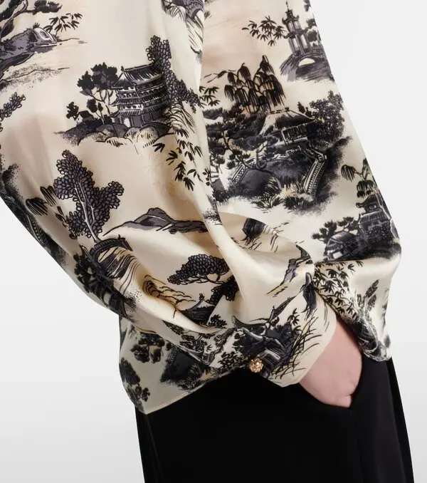 Max Mara Printed Silk Satin Shirt
