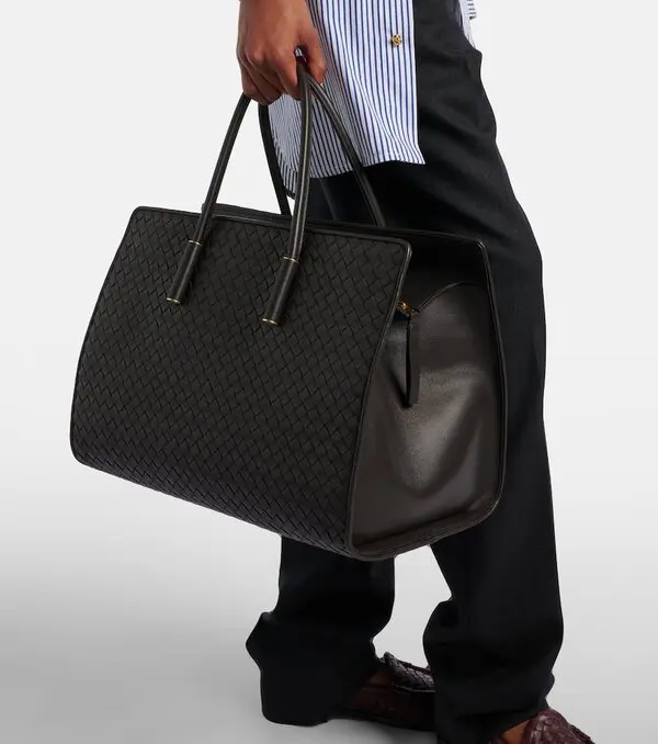 Bottega Veneta Barbara Intrecciato Leather Tote Bag - Brown