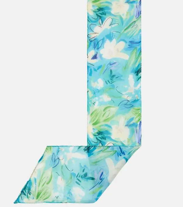 Chloé Wild Flowers Floral Silk Scarf - Blue