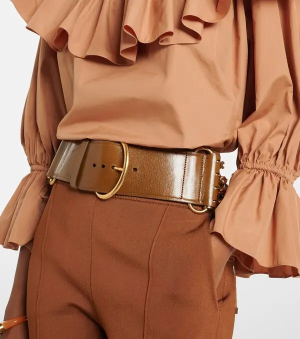 Chloé Leather Belt With Chain - Brown