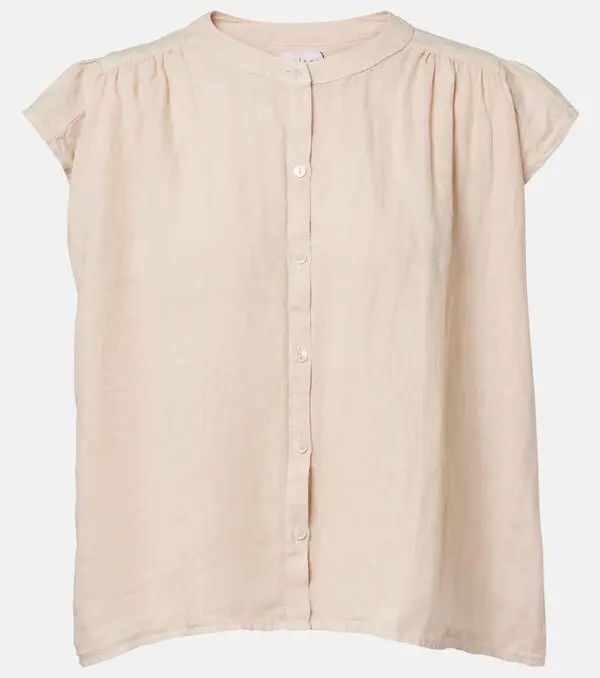 Velvet By Graham & Spencer Janey Linen Shirt - Beige