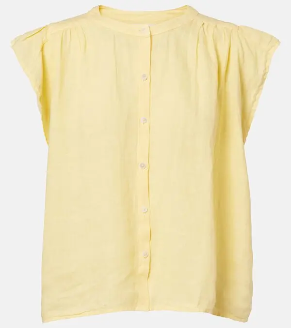Velvet By Graham & Spencer Janey Linen Shirt - Yellow