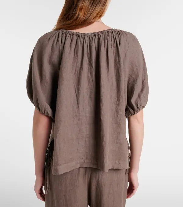 Velvet By Graham & Spencer Cosette Linen Blouse - Brown