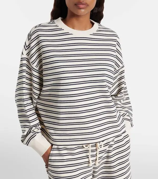 Velvet By Graham & Spencer Isabelle Striped Cotton Jersey Sweatshirt - White