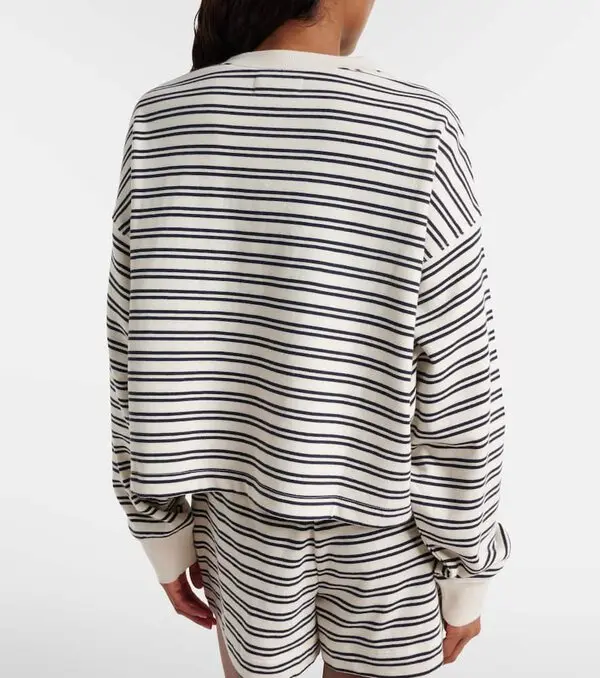 Velvet By Graham & Spencer Isabelle Striped Cotton Jersey Sweatshirt - White