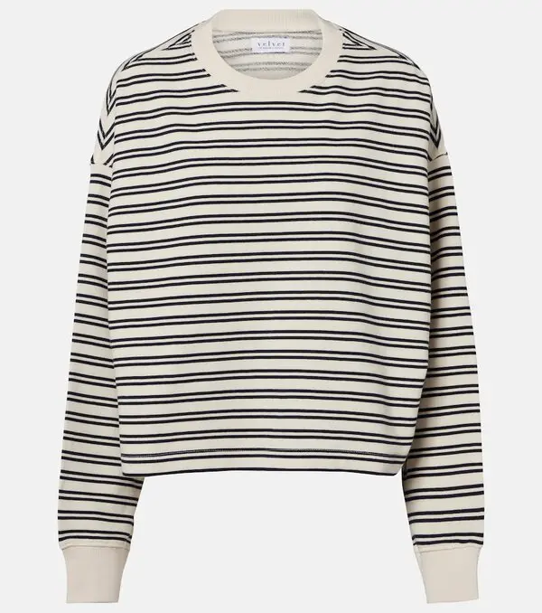 Velvet By Graham & Spencer Isabelle Striped Cotton Jersey Sweatshirt