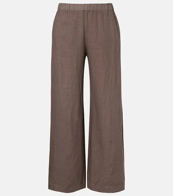 Velvet By Graham & Spencer Lola Linen Wide-leg Pants - Brown