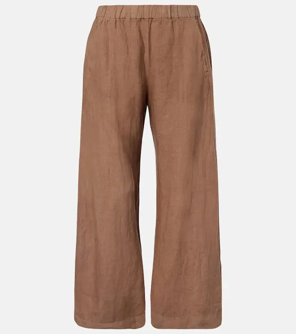 Velvet By Graham & Spencer Lola Linen Wide-leg Pants - Brown