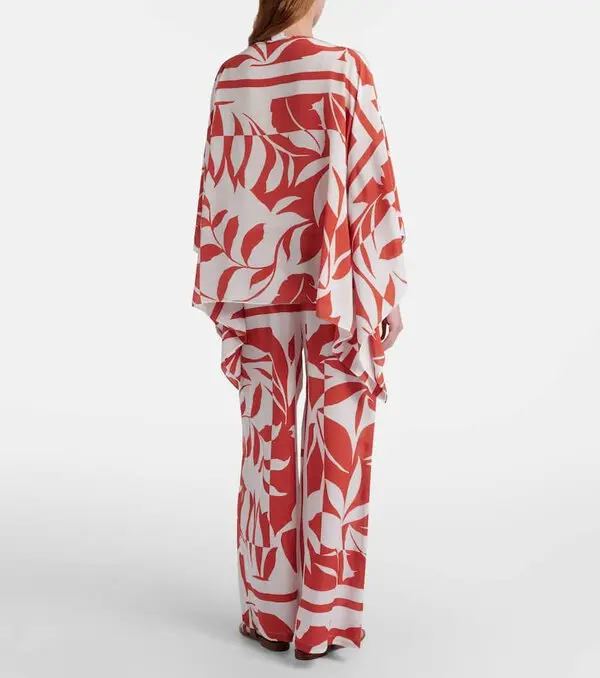 Max Mara Voto Printed Silk Wide-leg Pants - Red