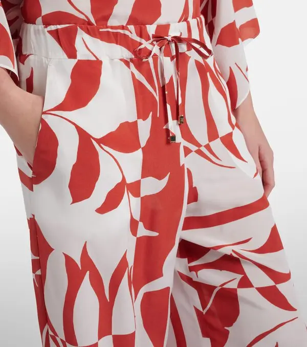 Max Mara Voto Printed Silk Wide-leg Pants - Red