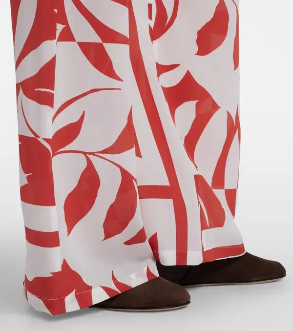 Max Mara Voto Printed Silk Wide-leg Pants - Red