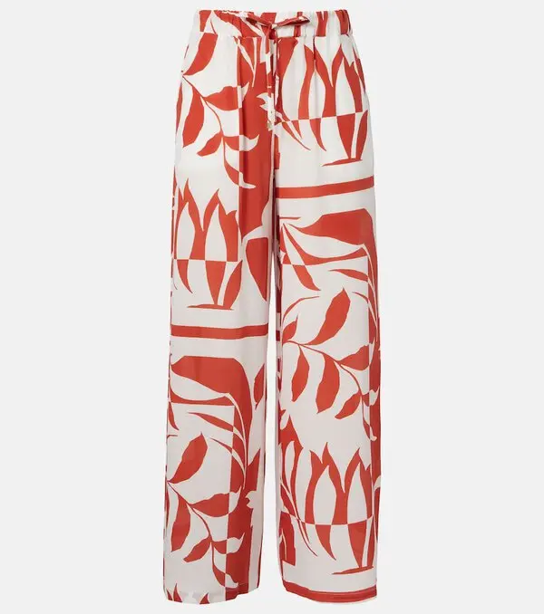 Max Mara Voto Printed Silk Wide-leg Pants - Red