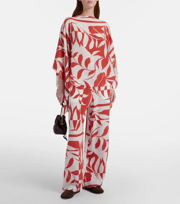 Max Mara Voto Printed Silk Wide-leg Pants - Red