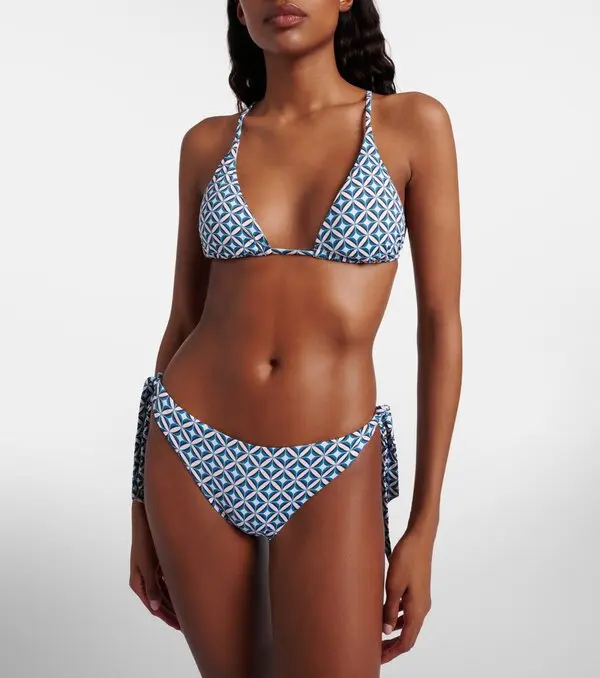 Max Mara Geometric Print Triangle Bikini Set - Blue