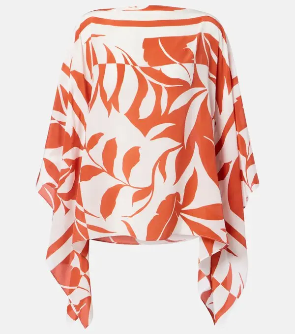 Max Mara Tambuto Printed Silk Blouse - Red