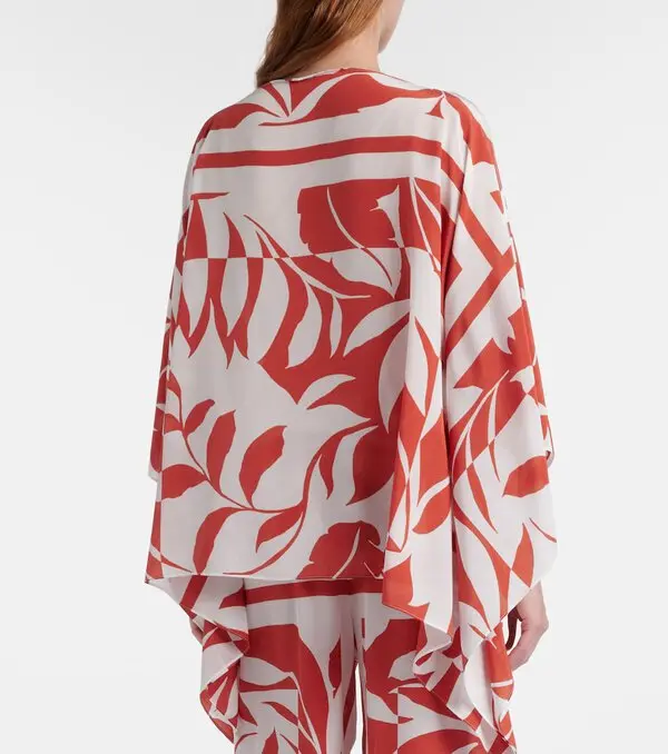 Max Mara Tambuto Printed Silk Blouse - Red