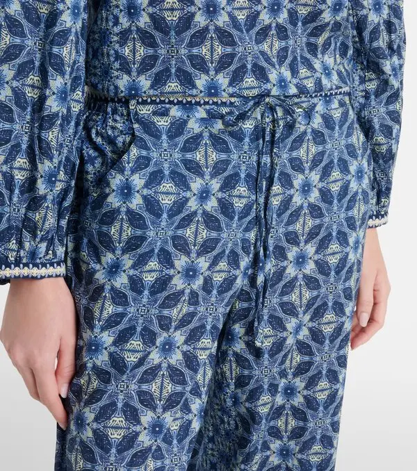 Velvet By Graham & Spencer Kendra Printed Cotton Wide-leg Pants