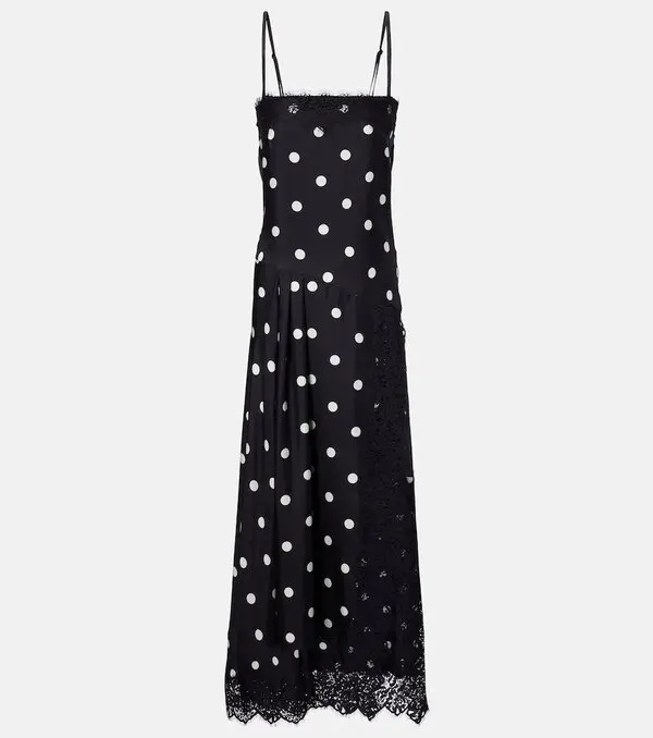 Sportmax Capo Polka-dot Silk Slip Dress