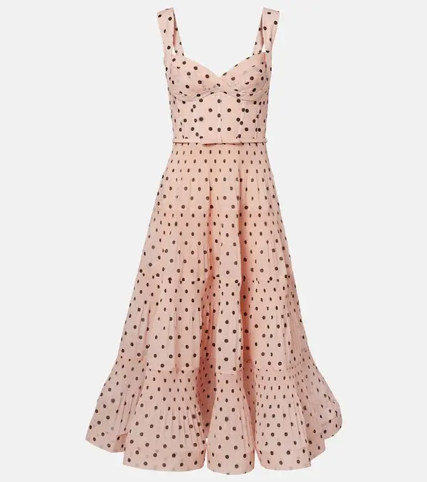 Zimmermann Polka-dot Pleated Bustier Dress
