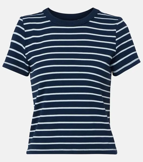 Velvet By Graham & Spencer Brenda Striped Cotton-blend T-shirt - Blue