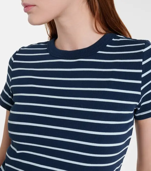 Velvet By Graham & Spencer Brenda Striped Cotton-blend T-shirt - Blue