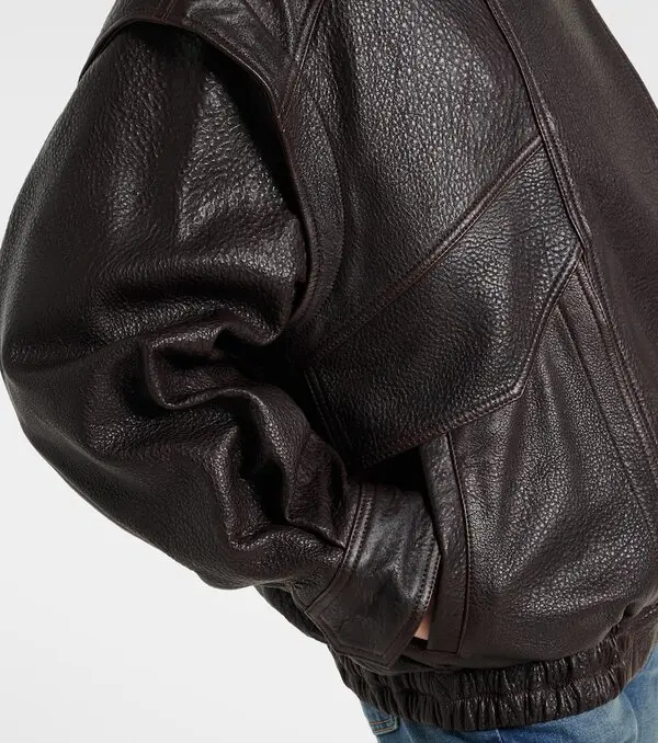 Nour Hammour Micah Leather Bomber Jacket - Brown