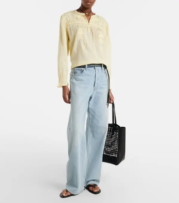 Velvet By Graham & Spencer Byrdie Lace-trimmed Cotton Blouse