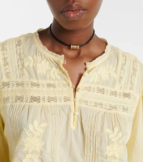 Velvet By Graham & Spencer Byrdie Lace-trimmed Cotton Blouse