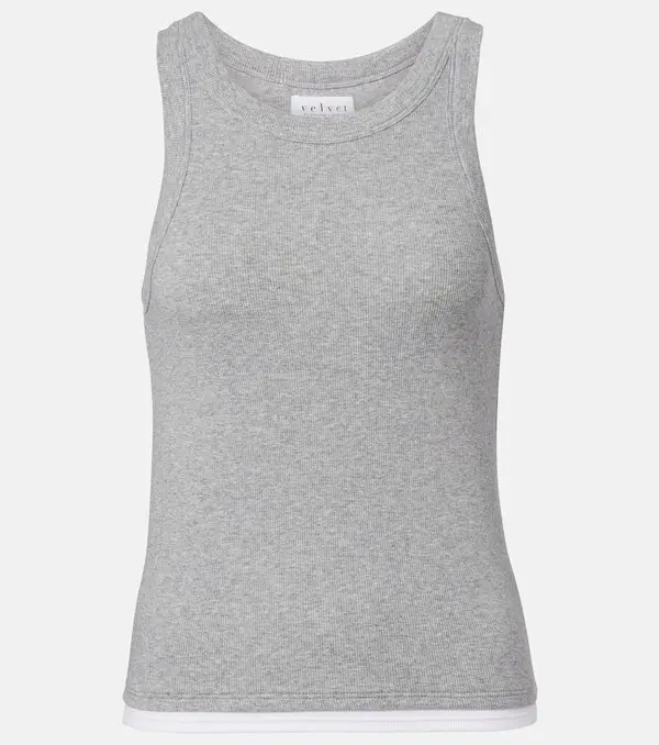 Velvet By Graham & Spencer Orion Ribbed-knit Tank Top - Grey