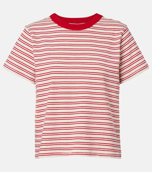 Velvet By Graham & Spencer Foster Striped Cotton Jersey T-shirt - White