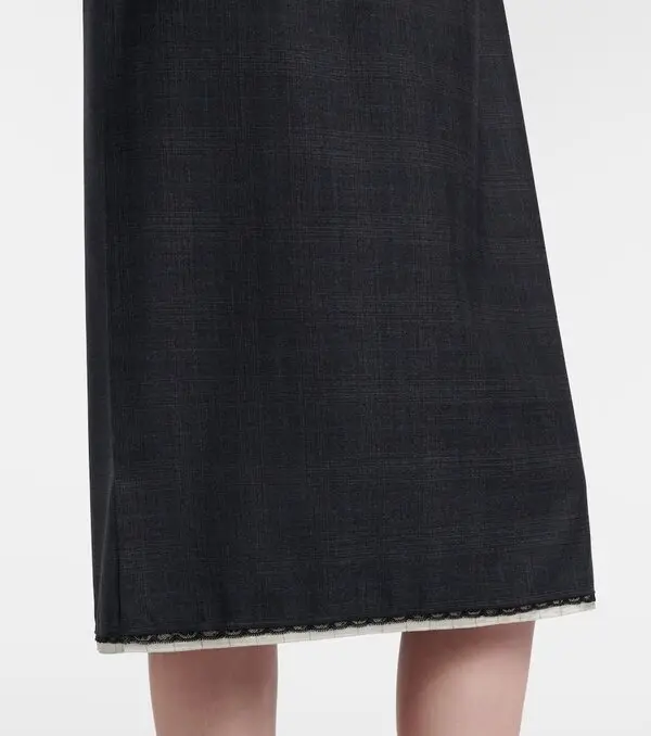 Prada Checked Virgin Wool Midi Dress