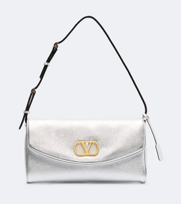 Valentino Garavani Devain Metallic Shoulder Bag - Silver