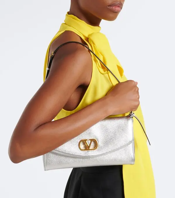 Valentino Garavani Devain Metallic Shoulder Bag - Silver