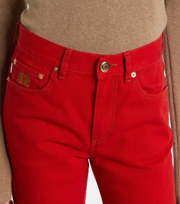 BLAZÉ MILANO Paso Straight Jeans In Dark Choco - Red