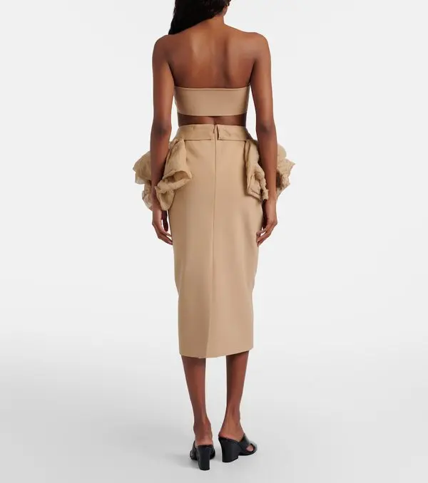 Max Mara Baccano Peplum Pencil Skirt - Beige